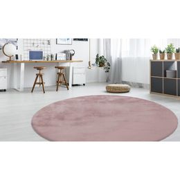 Calo-deluxe Fellteppich &raquo;Vogesen 212&laquo; rund 45 mm H&ouml;he Kunstfell, Wohnzimmer rosa Obermaterial: 100% Polyester &Oslash; 160 cm 1 Stk.
