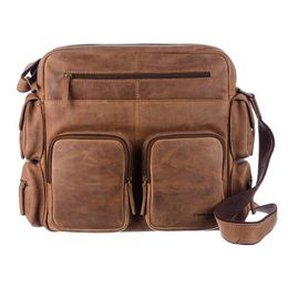 GreenLand Nature Messenger Bag »Montenegro« aus echtem Leder mit praktischen Vortaschen braun