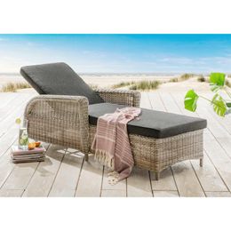 Destiny Gartenliege »CASA« Aluminium, Polyrattan, m. Rollen und Auflage, 202x83x58cm, verstellbar natur Obermaterial: 100% Polyester. Füllung: 100%...