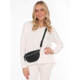 Zwillingsherz Umhängetasche »Crossbody Bag Leder« Umhängetasche mit Reißverschluss Schwarz
