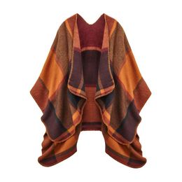 Lascana Strickponcho Poncho in kuscheliger Qualität, Karotuch, Cape, Schal braun-orange
