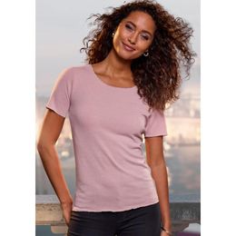 Lascana Rundhalsshirt »mit feiner Glitzereinfassung« aus weichem Viskose-Feinstrick rosa 36/38 36/38 Feine Glitzerkante am Ausschnitt,...
