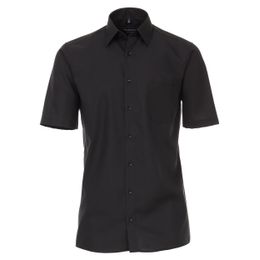 Businesshemd Casamoda "Casamoda Businesshemd Kurzarm uni", Herren, Gr. 38, Normalgrößen, schwarz (tiefschwarz), 100% Baumwolle, unifarben, comfort fit, Hemden