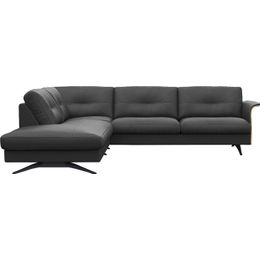 Ecksofa FLEXLUX "Glow bequem und komfortabel durch hochwertigen Sitzaufbau, L-Form", schwarz (deep schwarz), B:268cm H:81cm T:224cm, 100% Echteder, Sofas, Ecksofa, Skandinavisches Design, In hochwertiger Verarbeitung