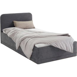 Polsterbett, grau (anthrazit), B:130cm L:210cm, Bezug Bett: wahlweise Microfaser (100% Polyester), Strukturstoff (77% Polyester, 23% Viskose) oder Kunstleder;Bonnell-Federkernmatratze: Mischgewebe (51% Polyprophlen, 39% Polyester, 10% Baumwolle);Kaltschaummatratze: Frottee (100% Polyester), Bezug abnehm- und waschbar bis 60C, Westfalia Schlafkomfort, Betten, inkl. Bettkasten bei Ausführung mit Mat