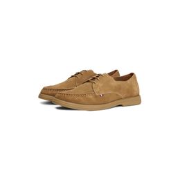 Schnürschuh Tommy Hilfiger "Tommy Hilfiger SUEDE MOC T DERBY", Herren, Gr. 41, braun (hellbraun), Veloursleder, unifarben, Basic, Schuhe, Schnürschuh, Halbschuh, Businesschuh mit Mokassin-Naht