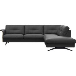 Ecksofa FLEXLUX "Glow bequem und komfortabel durch hochwertigen Sitzaufbau, L-Form", schwarz (deep schwarz), B:268cm H:81cm T:224cm, 100% Echteder, Sofas, Ecksofa, Skandinavisches Design, In hochwertiger Verarbeitung