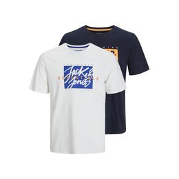 Jack & Jones Jack & Jones 2er-Set: Shirt in Wei&szlig;/ Dunkelblau - 12% | Gr&ouml;&szlig;e M | Herren-plussize