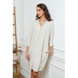 Fleur de Lin Leinen-Kleid in Beige - 80% | Größe XL | Damen-kleider