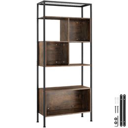 TecTake&reg; Regal, Industrial Style, mit 5 Ebenen, gro&szlig;es Staufach und 2 kleine Stauf&auml;cher, inklusive Kippschutz, 75 x 31 x 170,5 cm