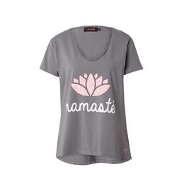 miss goodlife T-Shirt 'Namast&eacute;' Damen Gr&ouml;&szlig;e XL grau / rosa / wei&szlig;