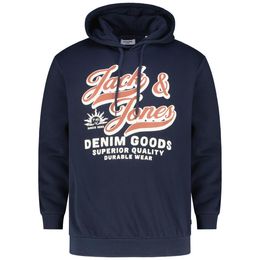 Jack & Jones Große Größen Jack&Jones Hoodie mit Label-Print Farbe marine Größe: 6XL