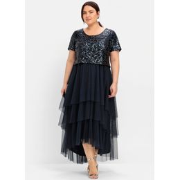 sheego Damen Abendkleid mit Paillettenoberteil, nachtblau, Größe 42