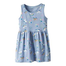 name it Kleid Mädchen Größe 116 hellblau / orange / weiß