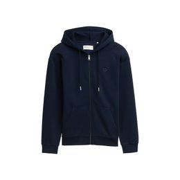 Tom Tailor Denim Herren Hoodie Sweatjacke mit Logo-Print, blau, Uni, Gr. XXL