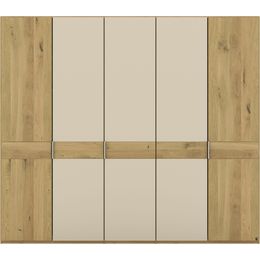 Drehtürenschrank Musterring, B:250cm H:216cm, beige, Schränke, "Savona, Kleiderschrank, Schrank, Garderobe, teilmassiv Eiche", Türen in Bianco-Eiche