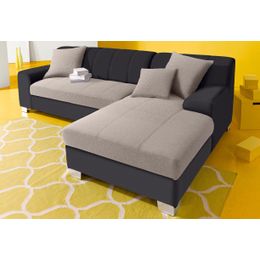 Ecksofa DOMO collection, B:239cm H:75cm T:82cm, braun, Wohnzimmer, Sofas, "Turah incl. Zierkissen, moderne Steppung, auch in Leder", wahlweise mit