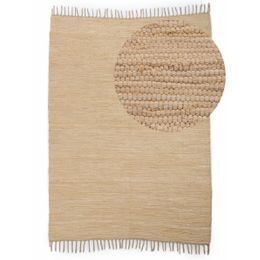 Teppich CarpetFine, B:120cm H:5mm L:170cm, beige, Baumwolle, Wohnzimmer, Teppiche, "Kelim Chindi uni, auch als L&auml;ufer", Wendeteppich, reine