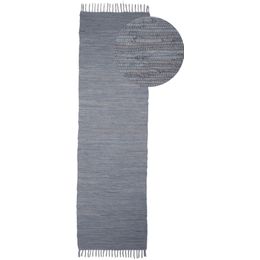 Teppich CarpetFine, B:70cm H:5mm L:200cm, grau, Baumwolle, Wohnzimmer, Teppiche, "Kelim Chindi uni, auch als L&auml;ufer", Wendeteppich, reine Baumwolle,