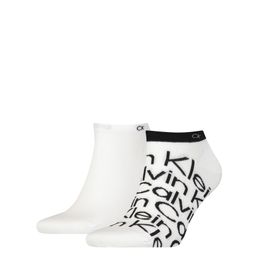 Herren Sneakersocken "CK MEN SNEAKER 2P ALL OVER PRINT", Calvin Klein Jeans, Gr. 43, wei&szlig;, Materialmix, Socken, All-Over-Muster, uni, Logoschriftzug,