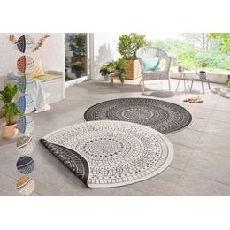 Teppich Hanse Home, H:5mm &Oslash;:200cm, schwarz, Kunstfaser, Wohnzimmer, Teppiche, "Porto Wendeteppich", In-& Outdoor, Wetterfest, Balkon, Garten,