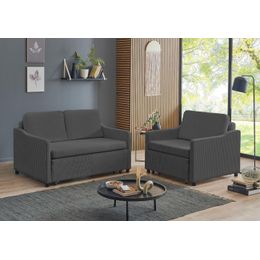 Schlafsofa, B:134cm H:85cm T:93cm, grau, ATLANTIC HOME COLLECTION, Kinderzimmer, Sofas, "Anella", mit Cord-Bezug, mit Schlaffunktion, frei im Raum