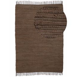 Teppich CarpetFine, B:80cm H:5mm L:300cm, braun, Baumwolle, Wohnzimmer, Teppiche, "Kelim Chindi uni, auch als L&auml;ufer", Wendeteppich, reine Baumwolle,