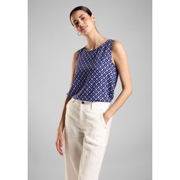 Street One Damen Blusentop, blau, Gr. 46, bedruckt, Stoff, 100% Viskose, Blusen, aus softer Viskose