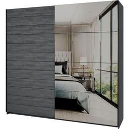 Schwebetürenschrank Home Affaire, B:220cm H:210cm T:61cm, grau, Schränke, "Galaxy Kleiderschrank, Wäscheschrank 200, 220 oder 270cm breit", INKLUSIVE