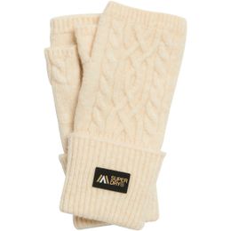 Superdry Damen Strickhandschuhe "CABLE LUXE HANDWARMERS", beige, unifarben, Strick, Materialmix, Handschuhe