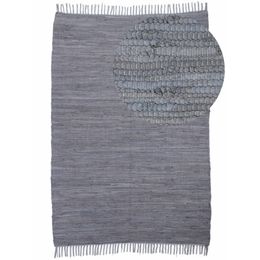 Teppich CarpetFine, B:140cm H:5mm L:200cm, grau, Baumwolle, Wohnzimmer, Teppiche, "Kelim Chindi uni, auch als L&auml;ufer", Wendeteppich, reine Baumwolle,