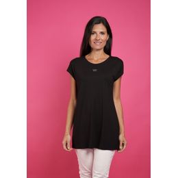 Seidel Moden Damen T-Shirtschwarz,99, Gr. 54, unifarben, Jersey, Obermaterial: 95% Viskose, 5% Elasthan, Shirts, mit &uuml;berschnittenen Schultern, MADE