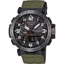 Casio PRO TREK Herren Funkchronograph, grün, Armbanduhren, Quarzuhr, Armbanduhr, Herrenuhr, Solar, analog, digital, Stoppfunktion