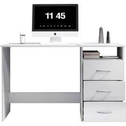 Schreibtisch BEGA OFFICE, B:123cm H:77cm T:50cm, weiß, Büro, Tische, "Adria, Computertisch", Schubkästen rechts oder links montierbar, Breite 123 cm