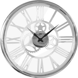 Wanduhr Lowell, silber, Wohnzimmer, Wanduhren, rund, &Oslash; 45 cm, r&ouml;mische Ziffern