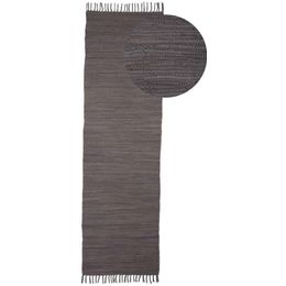 Teppich CarpetFine, B:70cm H:5mm L:240cm, grau, Baumwolle, Wohnzimmer, Teppiche, "Kelim Chindi uni, auch als L&auml;ufer", Wendeteppich, reine Baumwolle,