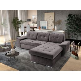 Ecksofa, B:277cm H:92cm T:206cm, grau, exxpo - SOFA FASHION, Wohnzimmer, Sofas, "Derby Inkl. Kopfteilverstellung, wahlw. Bett & Bettkasten, L-Form",
