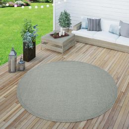 Teppich Paco Home, H:4mm &Oslash;:160cm, gr&uuml;n, Polypropylen (PP), Wohnzimmer, Teppiche, "Timber 125", Flachgewebe, Sisal Optik, In- und Outdoor geeignet,