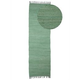 Teppich CarpetFine, B:70cm H:5mm L:240cm, gr&uuml;n, Baumwolle, Wohnzimmer, Teppiche, "Kelim Chindi uni, auch als L&auml;ufer", Wendeteppich, reine Baumwolle,