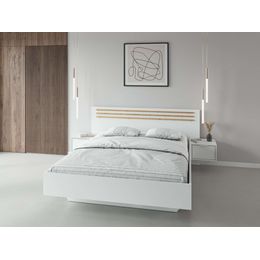 Bett Home Affaire, B:265cm H:96cm L:204cm, weiß, Betten, "Bettgestell Calera mit zwei Nachttischen (Schlaffläche 180x200 cm)", Bettgestell, mit