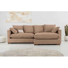 Ecksofa Home Affaire, B:266cm H:80cm T:153cm, braun, 100% Polyester, Wohnzimmer, Sofas, "Coray", Breite 266 cm, extra weich und kuschelig, mit Federn