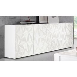 Sideboard Inosign, weiß, Wohnzimmer, Sideboards, "Prisma Breite 241, Kommode 4 Türen, Anrichte", Front mit elegantem Siebdruck, grifflos, viel