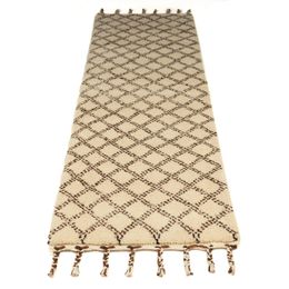 Wollteppich Theko, B:70cm H:24mm L:240cm, braun, Wolle, Teppiche, "MARMOUCHA 05", reine Wolle, Rauten Design, mit Fransen, auch als L&auml;ufer
