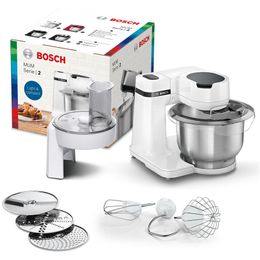 Bosch Küchenmaschine "MUMS2EB01 MUM Serie 2", B:26,6cm H:26,6cm T:27,7cm, grau, Küchenmaschinen, Durchlaufschnitzler, 3 Reibescheiben, Patisserieset