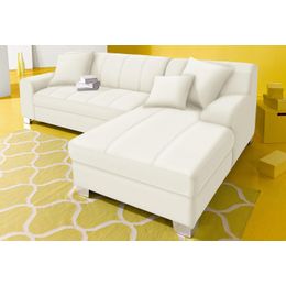 Ecksofa DOMO collection, B:239cm H:75cm T:82cm, beige, Wohnzimmer, Sofas, "Turah incl. Zierkissen, moderne Steppung, auch in Leder", wahlweise mit
