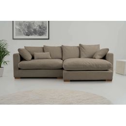 Ecksofa Home Affaire, B:266cm H:80cm T:153cm, braun, 100% Polyester, Wohnzimmer, Sofas, "Coray", Breite 266 cm, extra weich und kuschelig, mit Federn