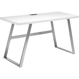 Schreibtisch MCA furniture, B:140cm H:75cm T:60cm, weiß, Kinderzimmer, Tische, "Andria", Weiß matt lackiert mit Kabeldurchlass, Breite 140 cm