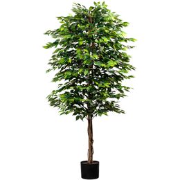 Kunstpflanze Creativ green, H:210cm, gr&uuml;n, Kunststoff, Kunstpflanzen, "Ficus benjamini", mit Naturstamm