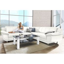Ecksofa Trendmanufaktur, B:267cm H:85cm T:247cm, weiß, Microfaser PRIMABELLE (100% Polyester);Kunstleder SOFTLUX;Struktur (54% Polyacryl, 46%