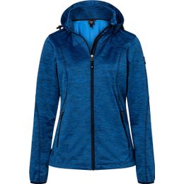 DEPROC Active Damen Softshelljacke "SISTERS PEAK", blau, Gr. 38, 96% Polyester; 4% Elastan, Jacken, mit abnehmbarer Kapuze
